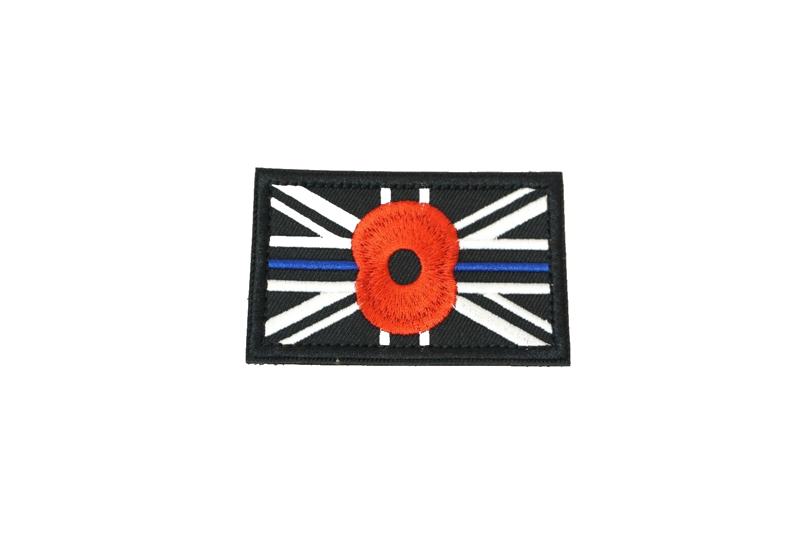 Black Union Jack Thin Blue Line Poppy Patch / Badge UK Police GB Flag ...